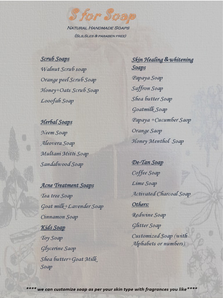 Custom Natural Soaps for All Skin Types | PDF