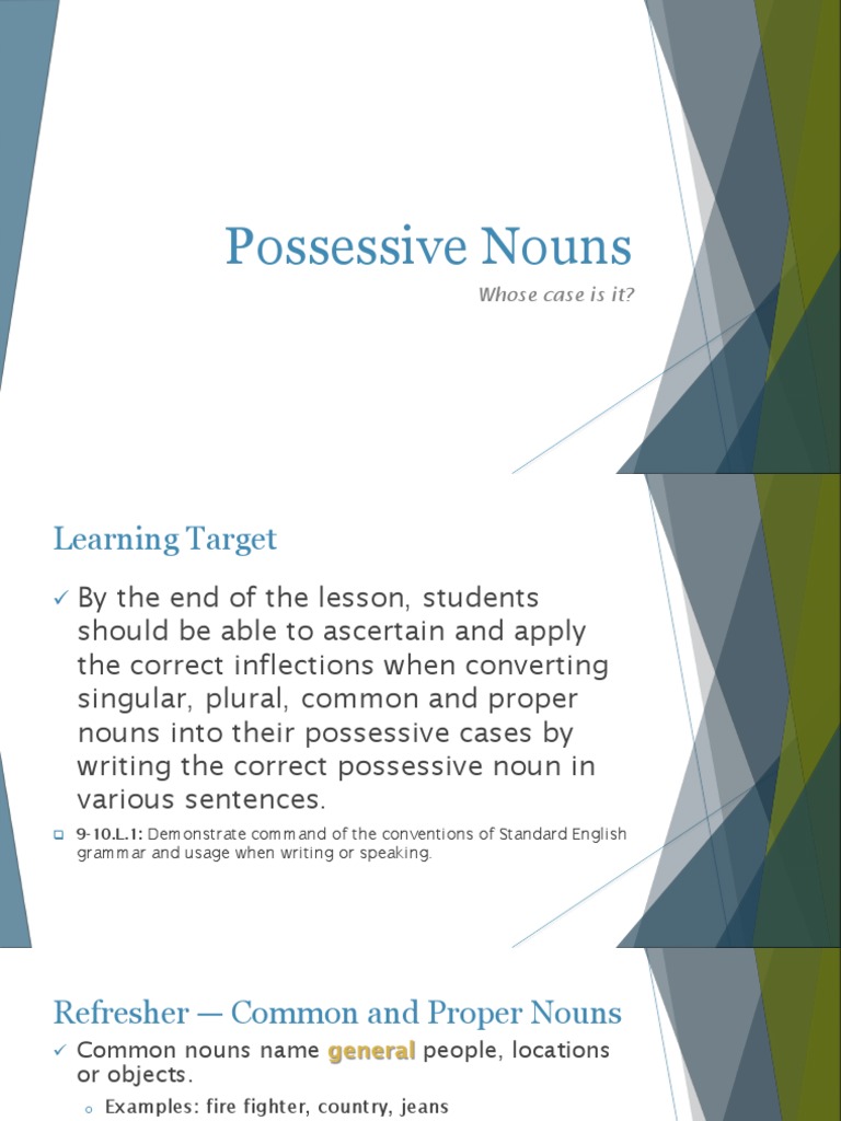 Possessive Nouns Lesson | PDF | Grammatical Number | Plural