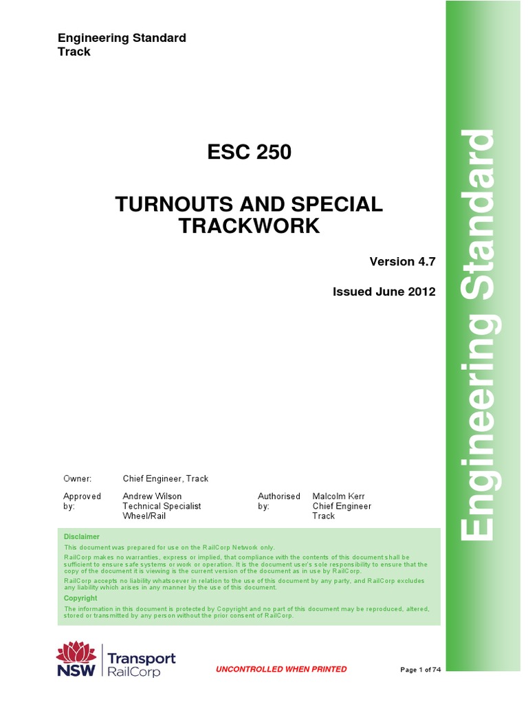 Turnout 1 | PDF | Track (Rail Transport) | Track Gauge