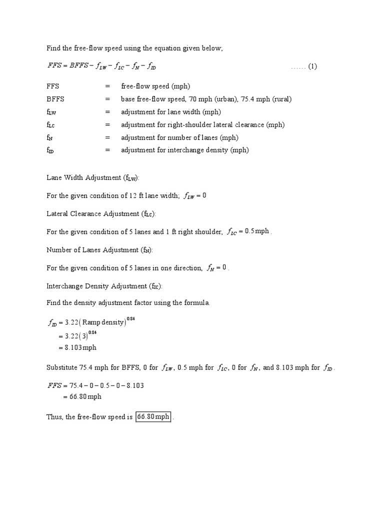 Free Flow Speed | PDF