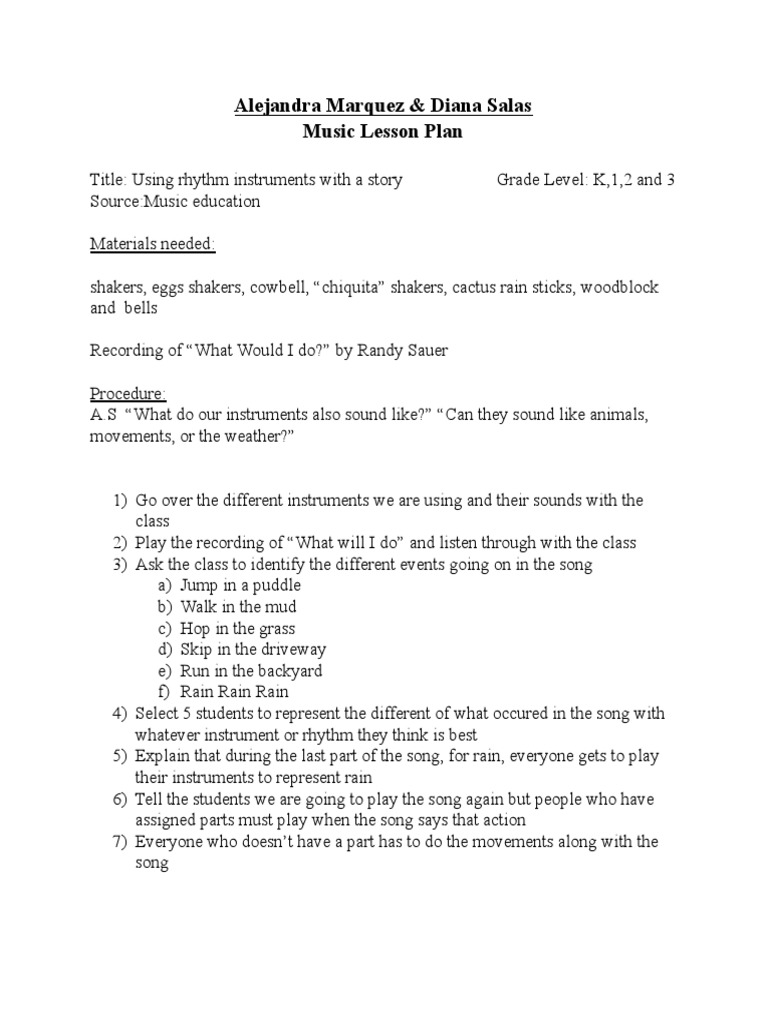 Instrument Lesson Plan | PDF | Lesson Plan | Behavior Modification