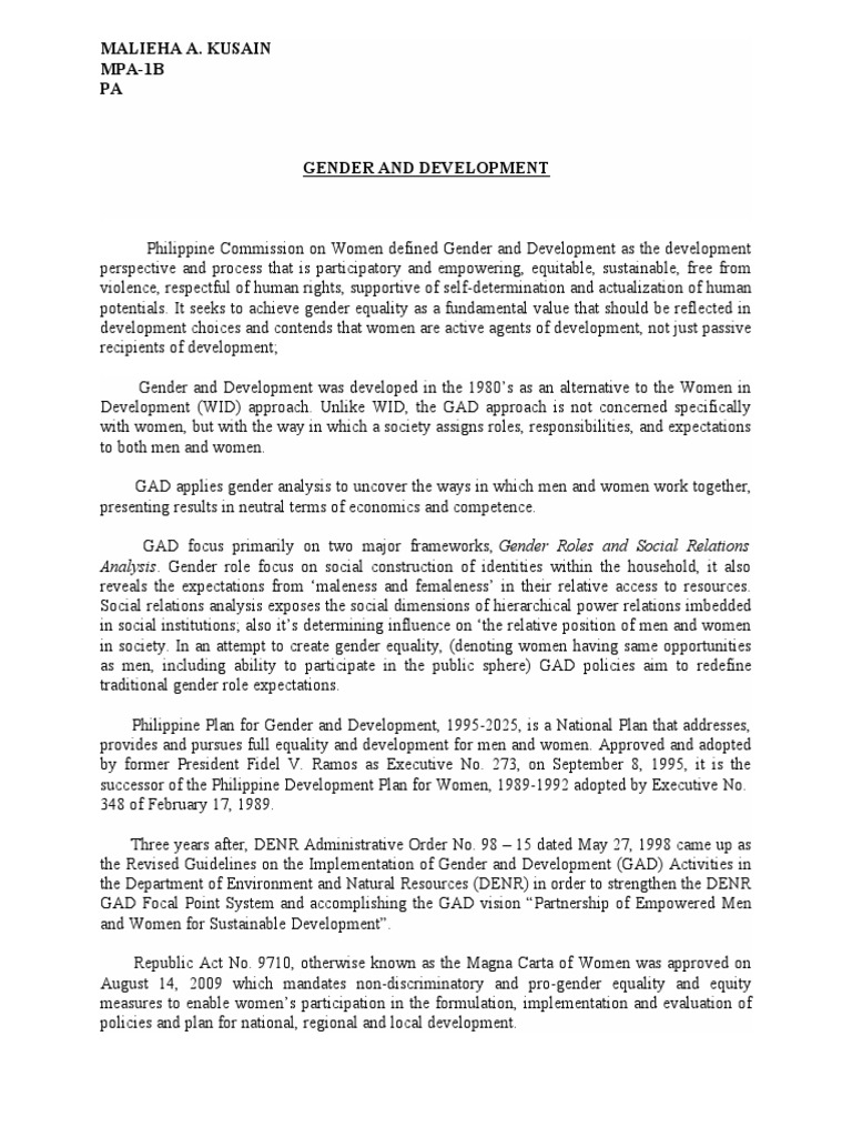 Gender and Development | PDF | Gender And Development | Gender