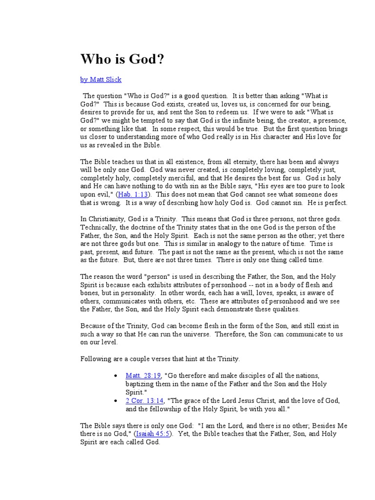 Who Is God | PDF | God The Father | Trinity