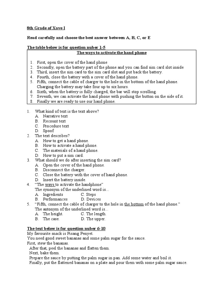 Latihan Soal Procedure Text | Download Free PDF | Banana | Breads