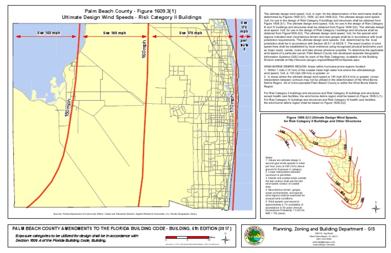 Palm Beach Wind Speed Design Map | PDF | Wound | Wind Speed