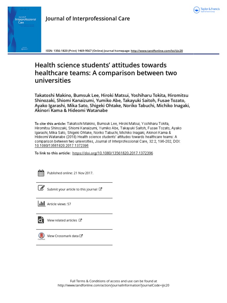 Health Science Students' Attitudes Towards Healthcare Teams: A ...