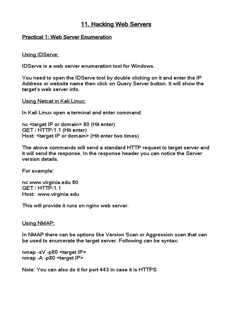 Web Server Hacking Guide | PDF | Technology & Engineering