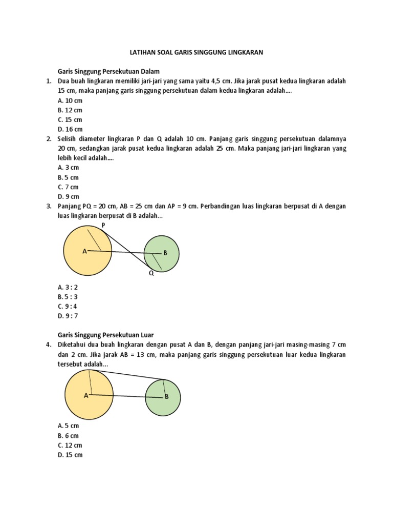 Latihan Soal Garis Singgung Lingkaran | PDF