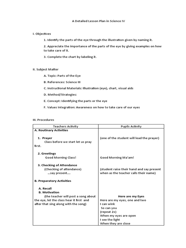 A. Routinary Activities 1. Prayer | PDF | Eye | Senses