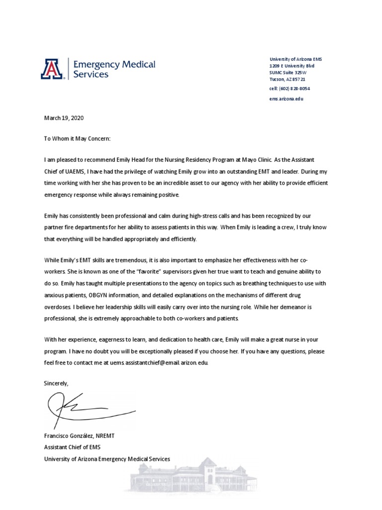 Head Letter of Recommendation 1 | PDF