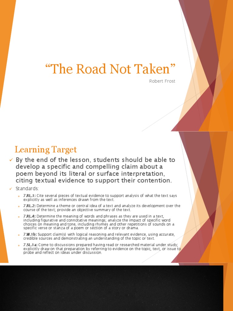 The Road Not Taken Slideshow | PDF | Poetry | Cognition
