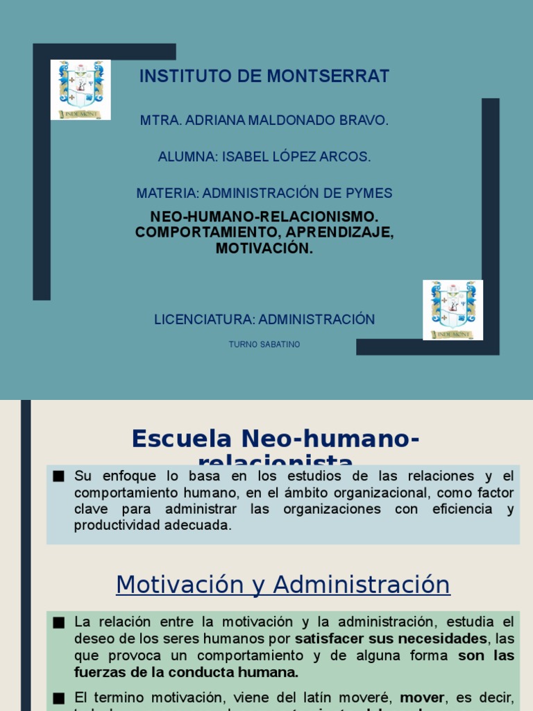Neo-Humano-Relacionismo. Comportamiento, Aprendizaje, Motivacion. | PDF ...