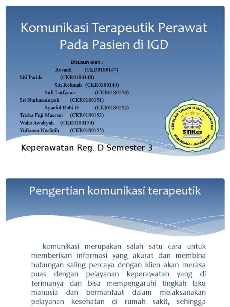Komunikasi Terapeutik Perawat Pada Pasien Di IGD | PDF