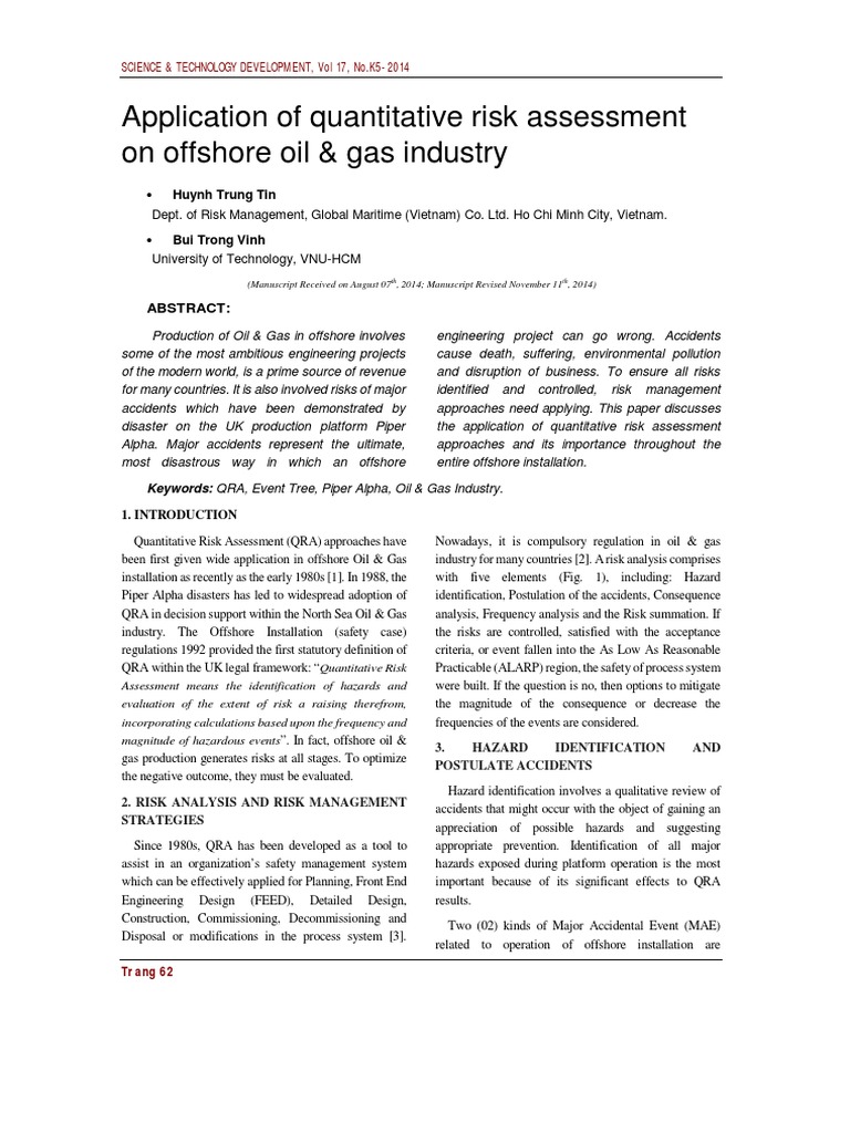 Application of Quantitative Risk Assessment On Offshore Oil & Gas ...