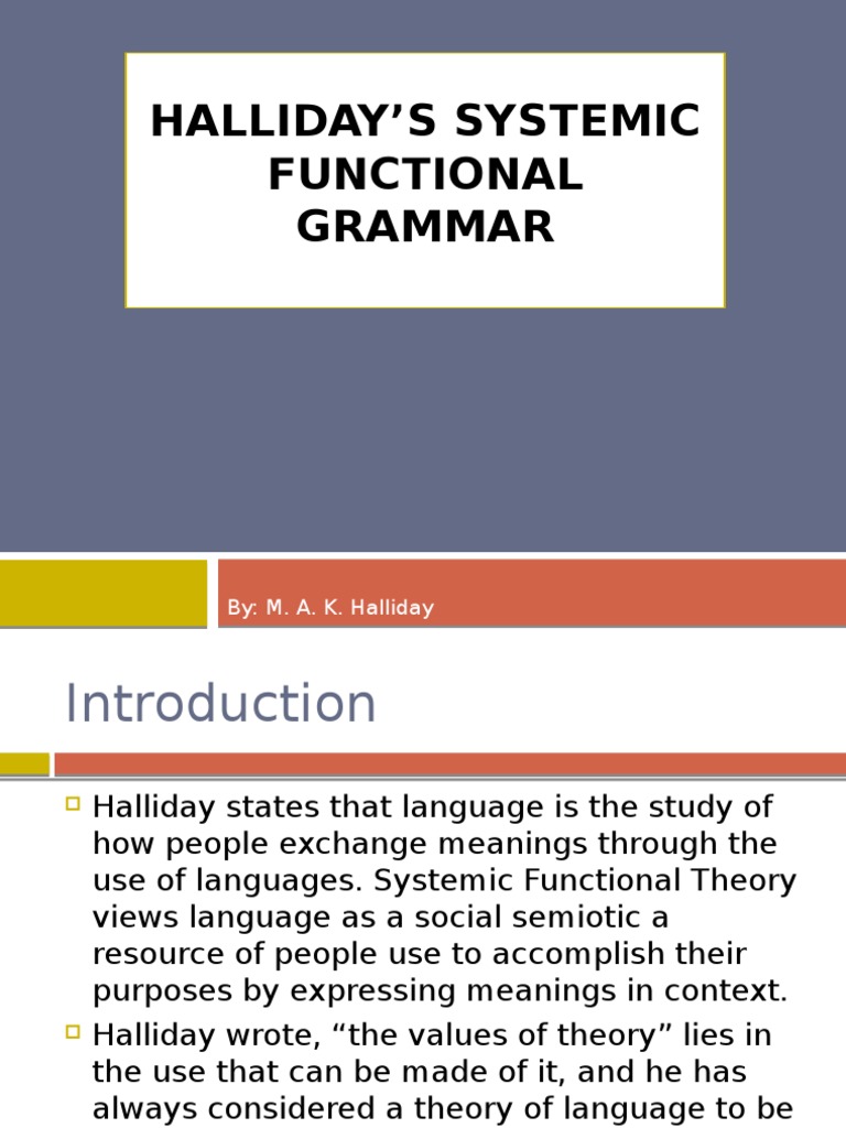 HALLIDAY'S Systemic Functional Grammar | PDF | Human Communication ...