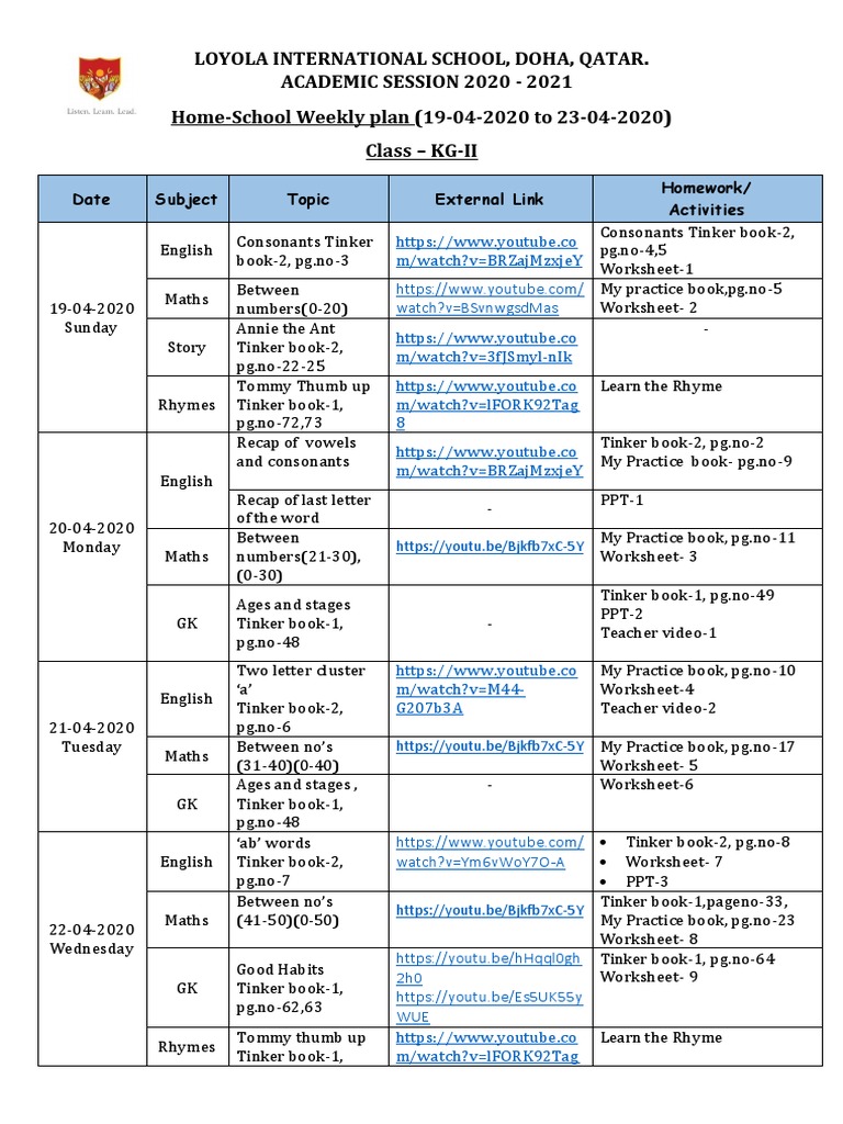 Loyola International School, Doha, Qatar. Academic Session 2020 - 2021 ...