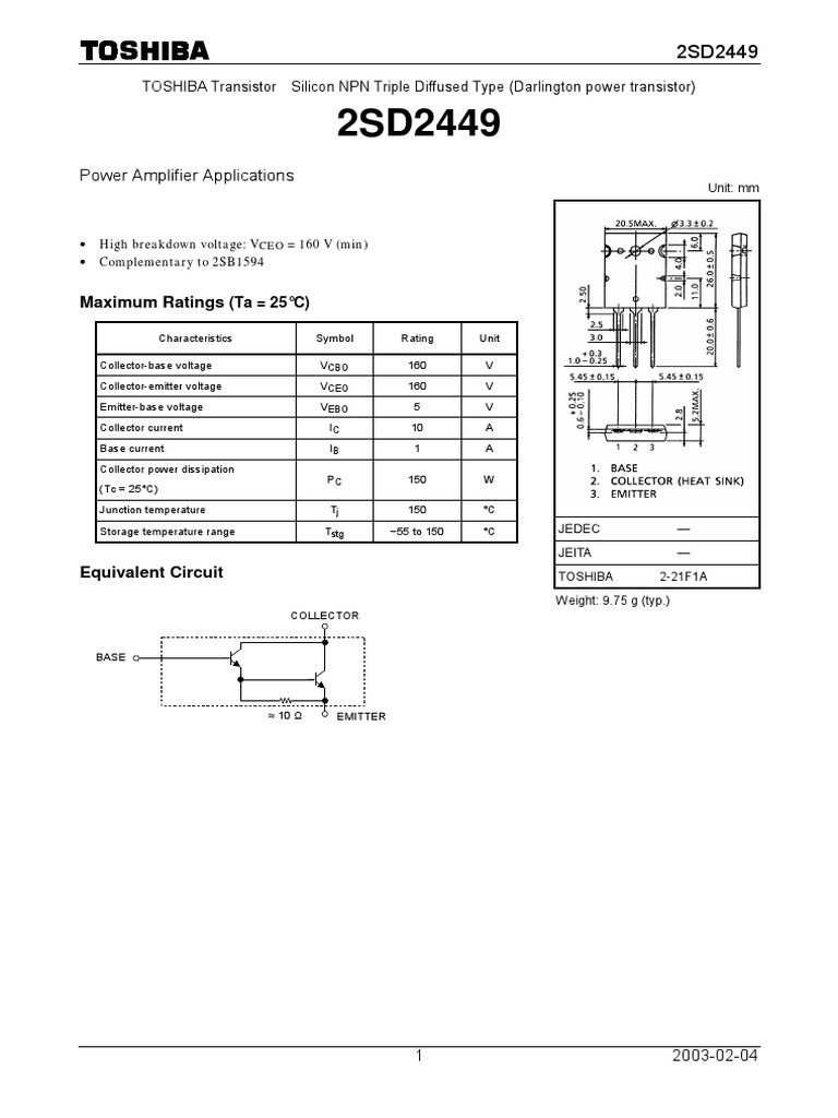 Power Amplifier Applications: Maximum Ratings | PDF | Bipolar Junction Transistor | Electrical ...
