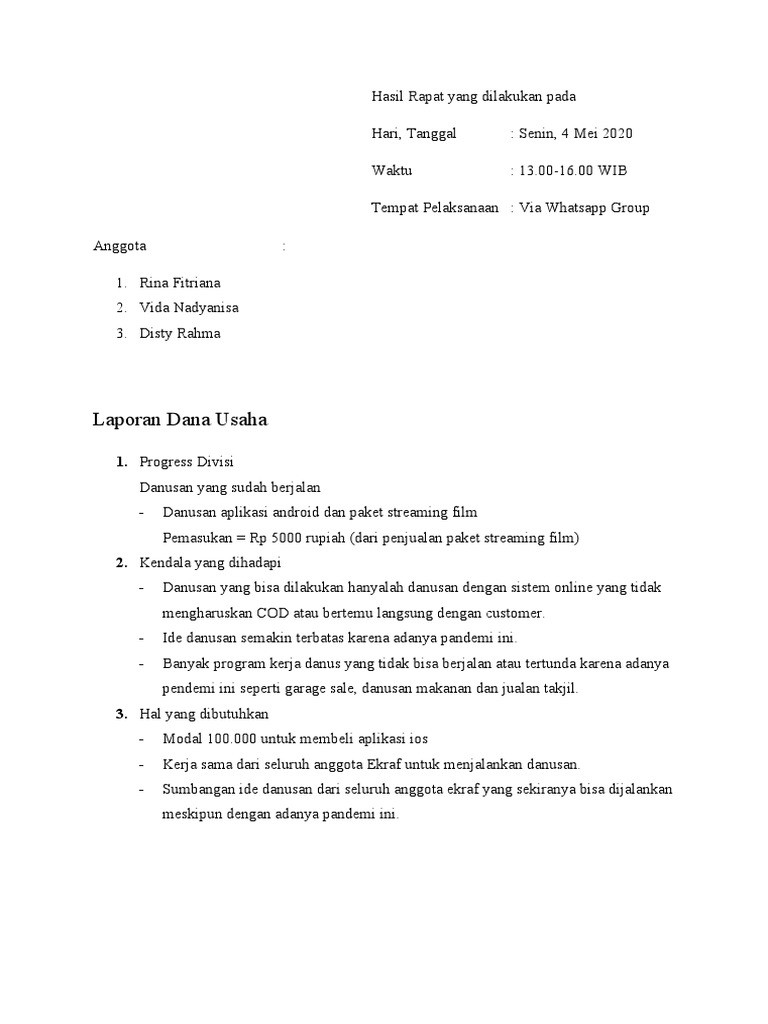 Laporan Danus 4 Mei | PDF