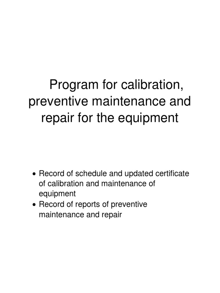 Calibration and Maintenance Program | PDF | Calibration | Liquid ...