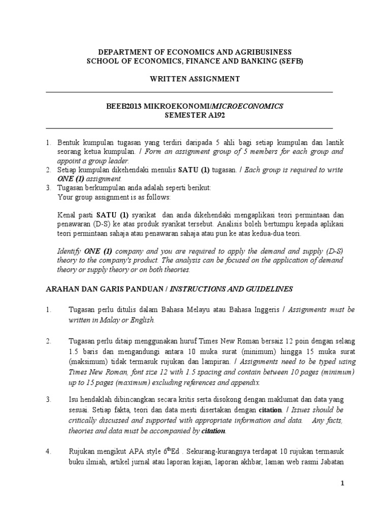 A192 - BEEB2013 - Assignment (Topic Guideline) | PDF