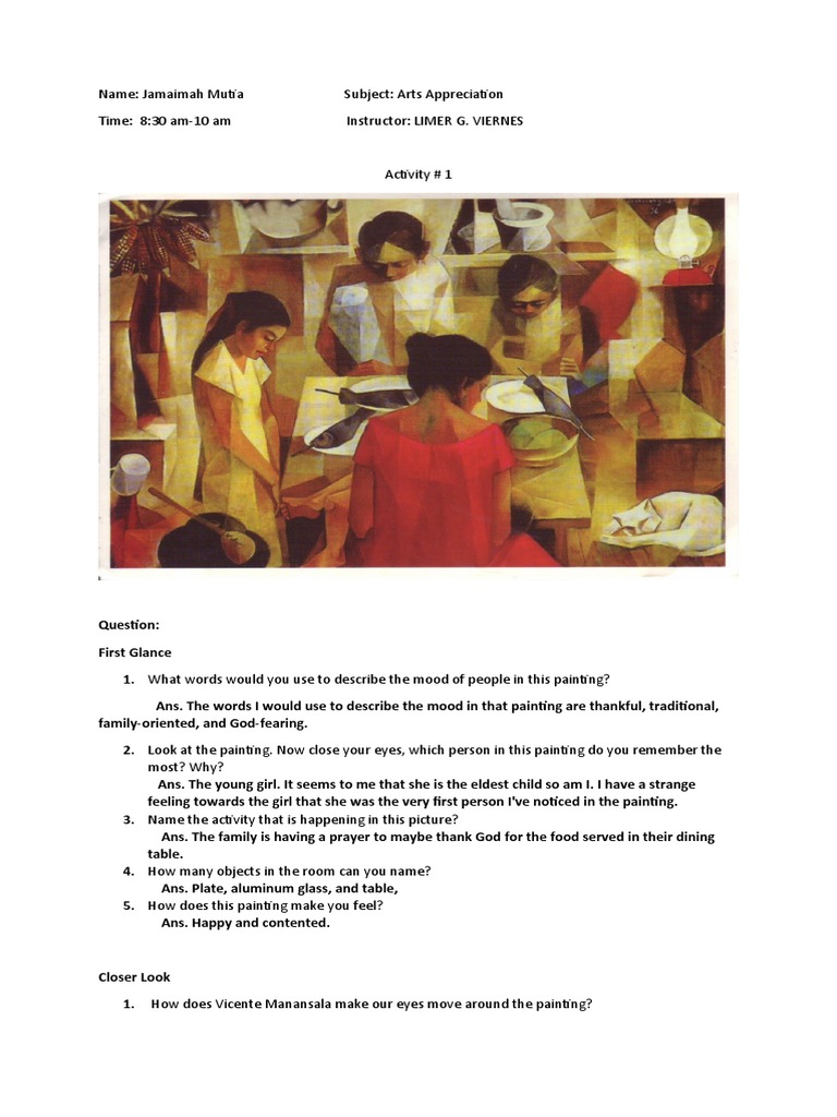 Arts Appreciation: Analyzing Family Values in Painting | PDF