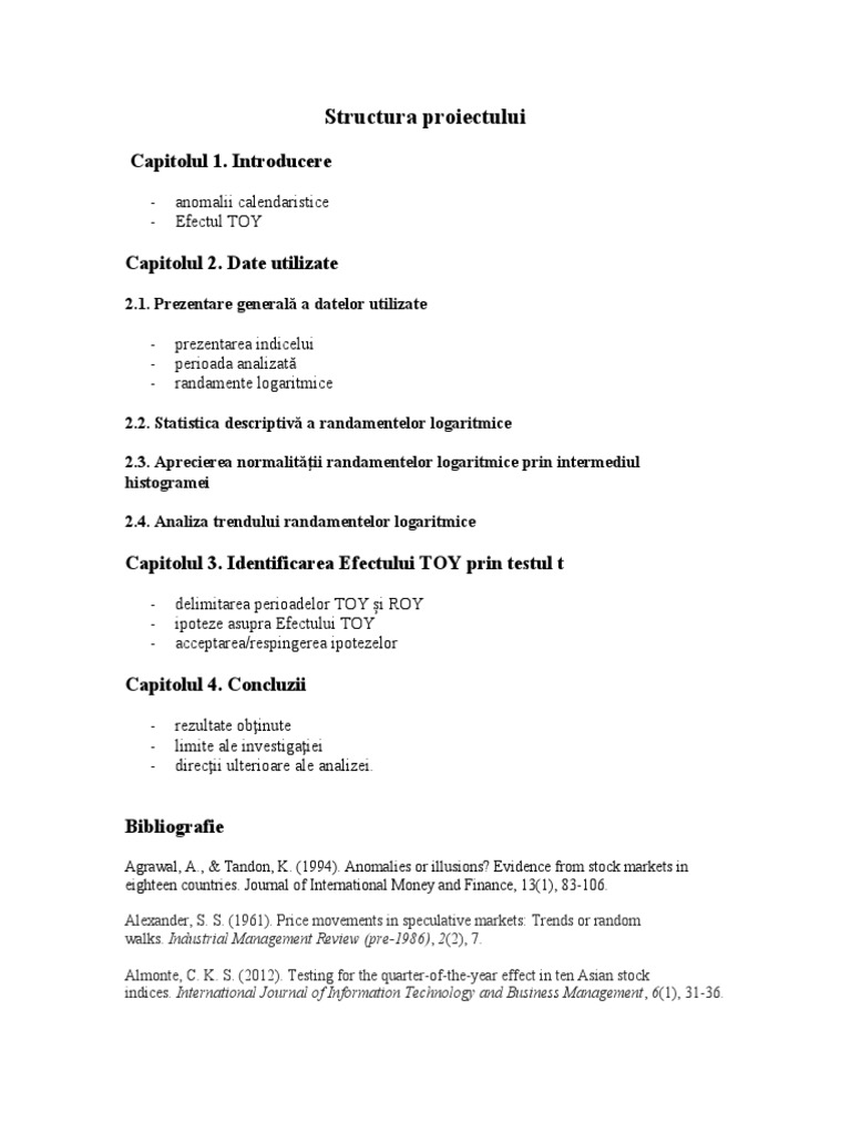 2 Structura Proiect Statistica | PDF | Efficient Market Hypothesis ...