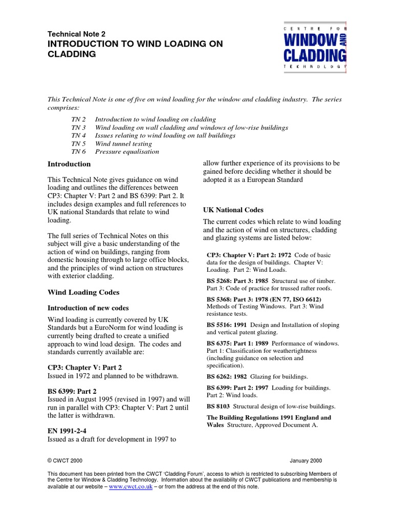 Introduction To Wind Loading On Cladding: Technical Note 2 | PDF ...