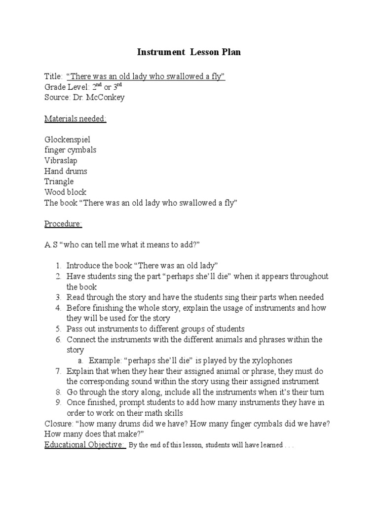 Instrument Lesson Plan: ND RD | PDF | Musical Instruments ...