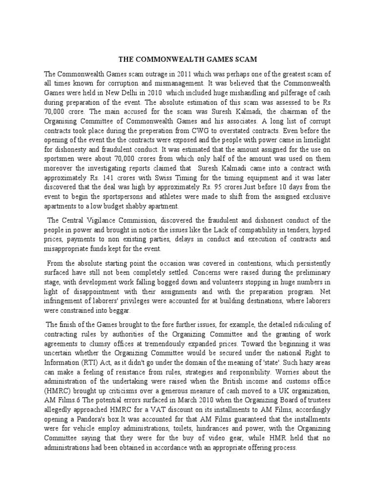 The Commonwealth Games Scam | PDF | Government | Business