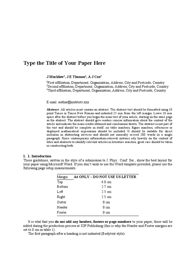 Formatting Guidelines for Conference Papers | PDF | Bracket | Paragraph