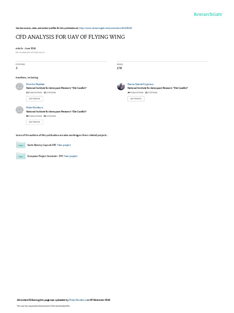 CFD Analysis For Uav of Flying Wing: June 2016 | PDF | Unmanned Aerial ...