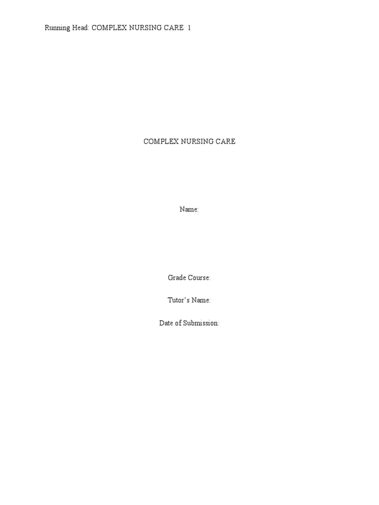 Complex Nursing Care | PDF | Psychotherapy | Pain