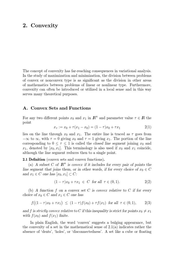 Convexity A Convex Sets And Functions Pdf Linear Subspace Convex Set
