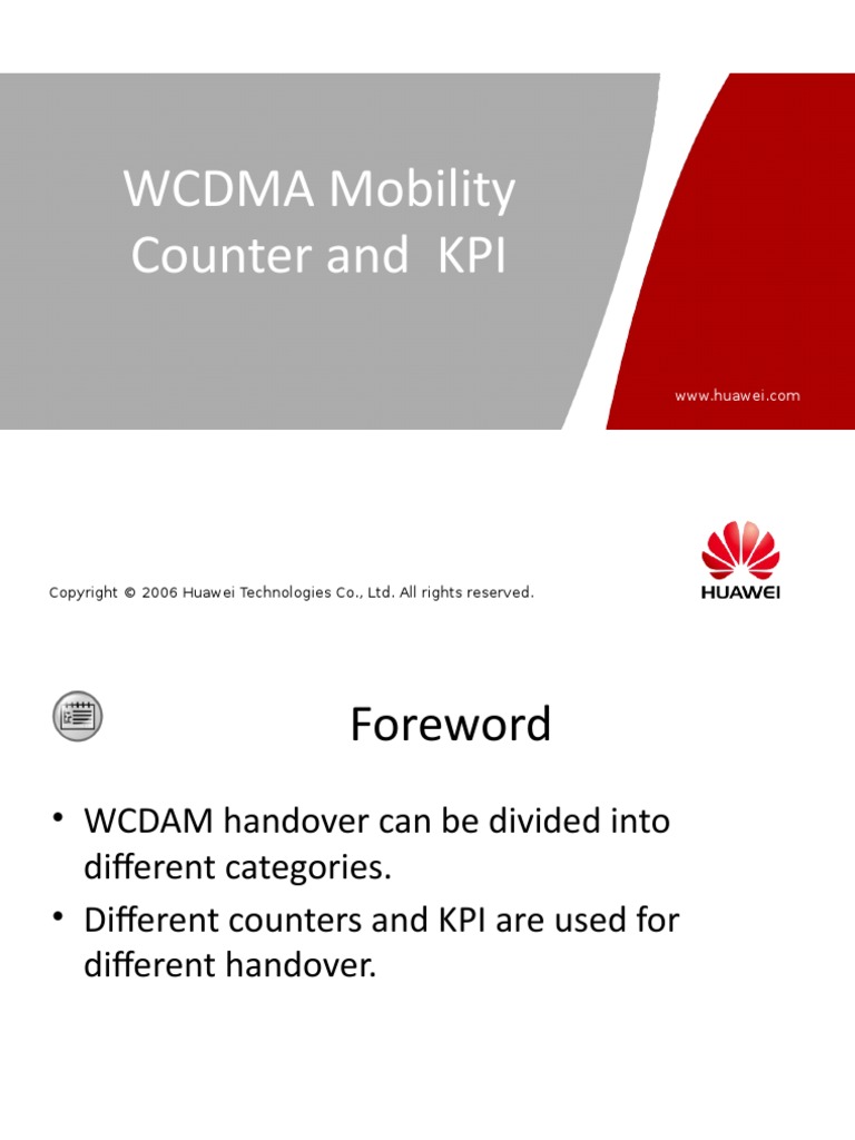WCDMA Mobility Counter and KPI | PDF | High Speed Packet Access ...
