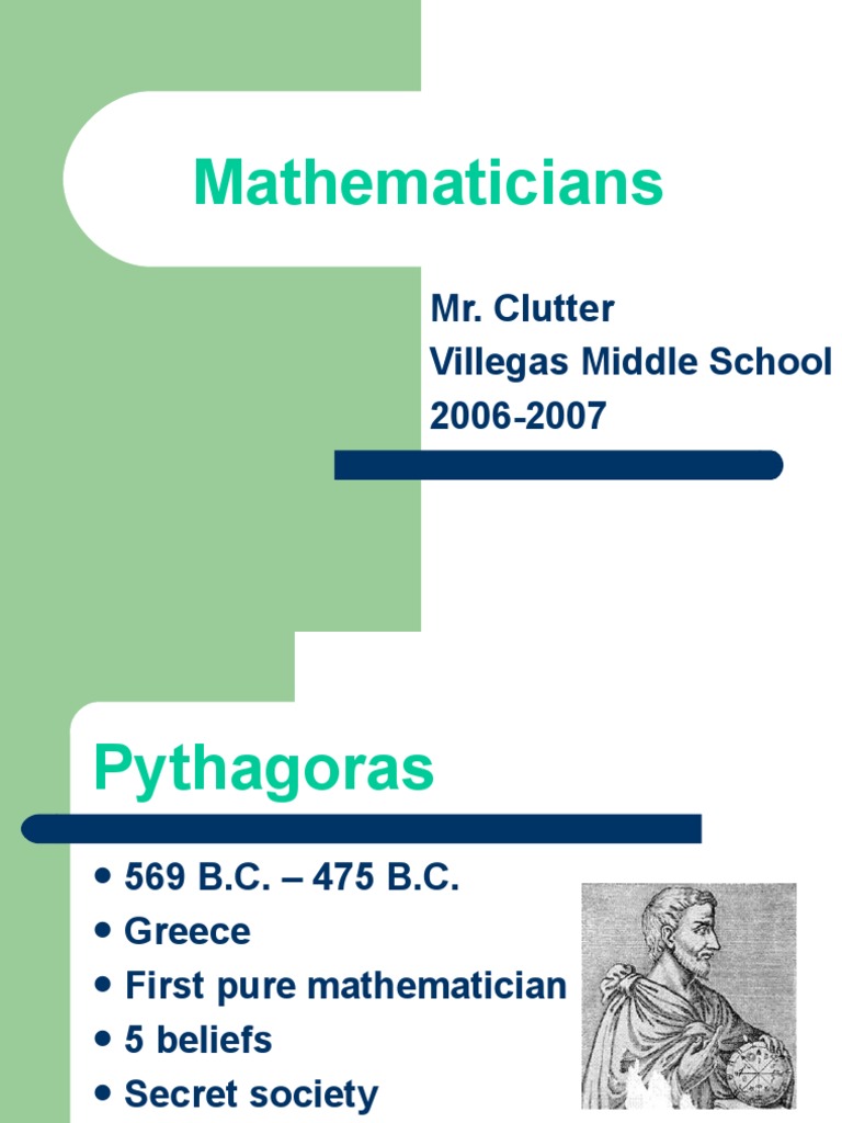 Mathematicians: Mr. Clutter Villegas Middle School 2006-2007 | PDF