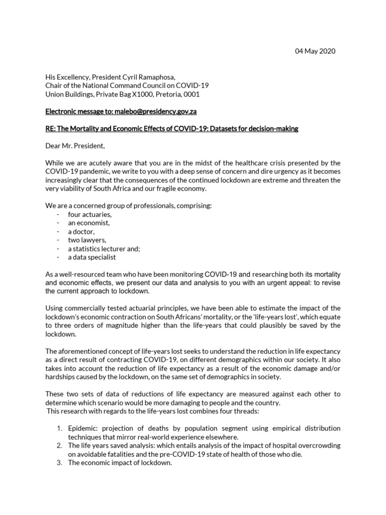 Panda - Letter - His Excellency President Cyril Ramaphosa - RE ... Panda - Letter - His Excellency President Cyril Ramaphosa - RE ...