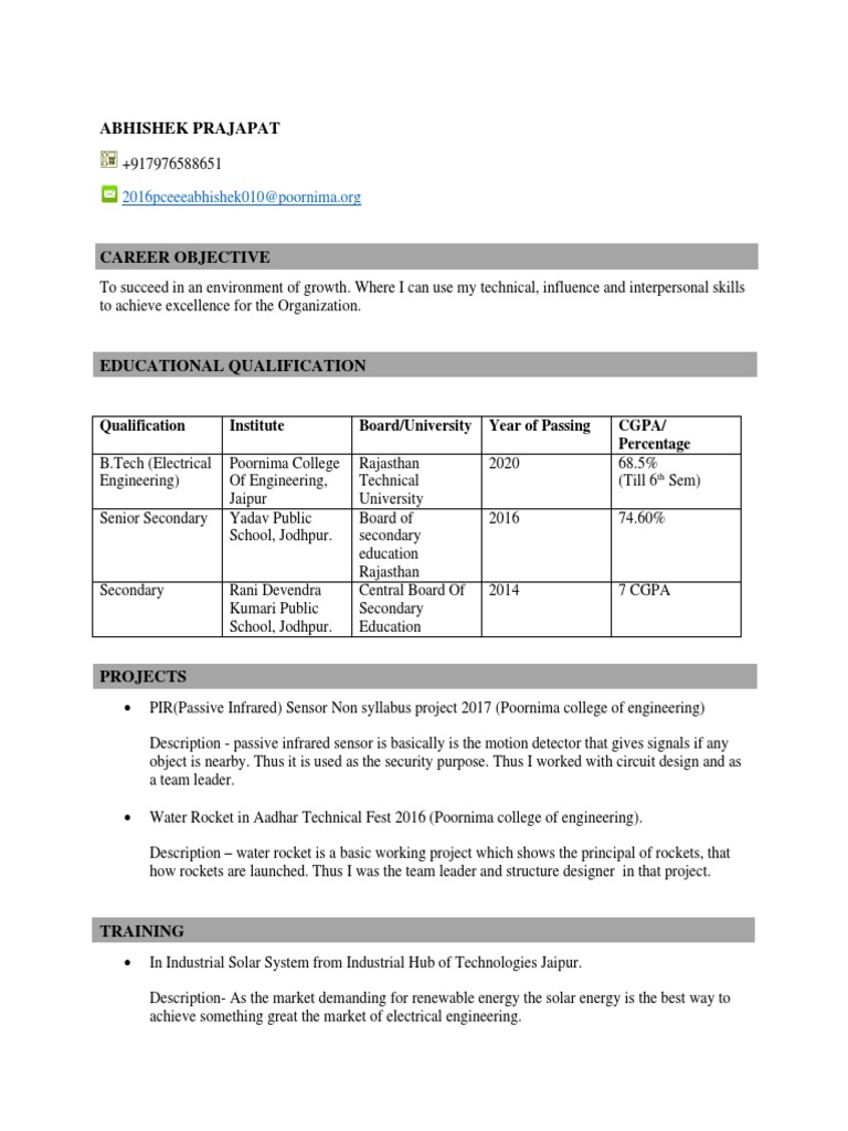 Abhishek Prajapat Resume PDF | PDF