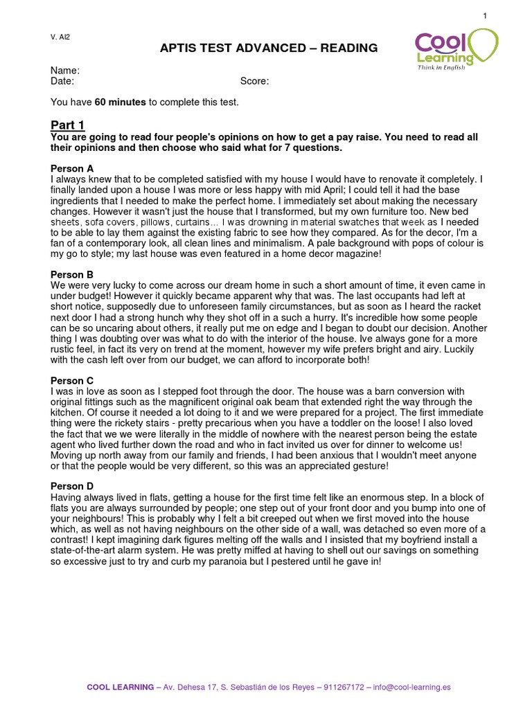 Aptis Advanced Reading Test2 | PDF | Marie Curie | Mark Zuckerberg