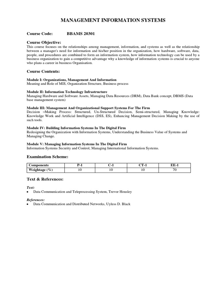 Management Information Systems Course Guide | PDF | Business | Computers