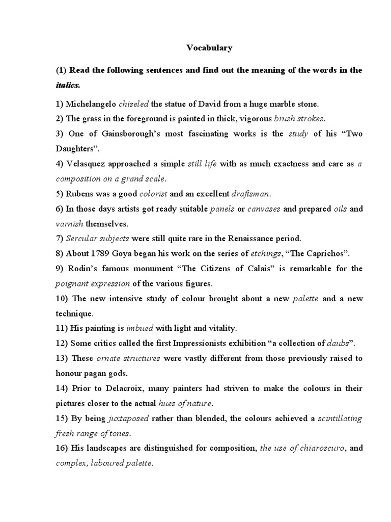 Vocabulary ART | PDF | Paintings | Art Media