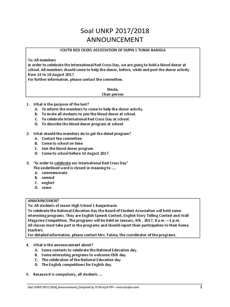 School Announcements & Activities | PDF