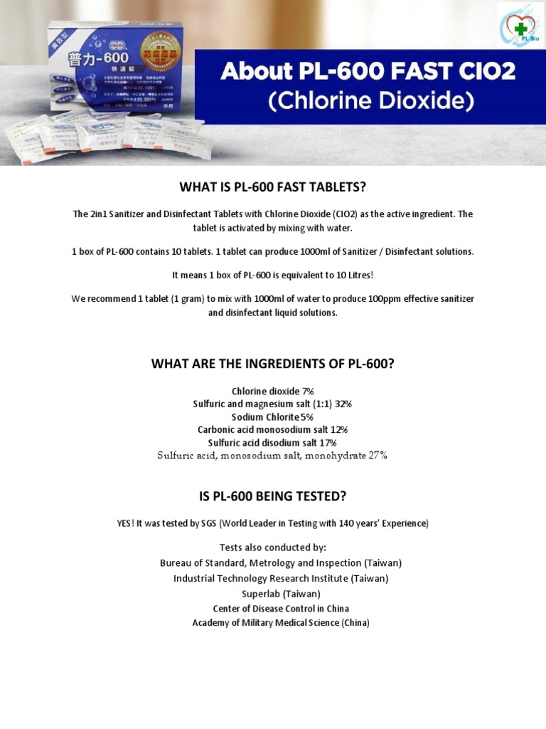 PL 600 (Sanitizer and Disinfectant Tablets | PDF | Disinfectant ...
