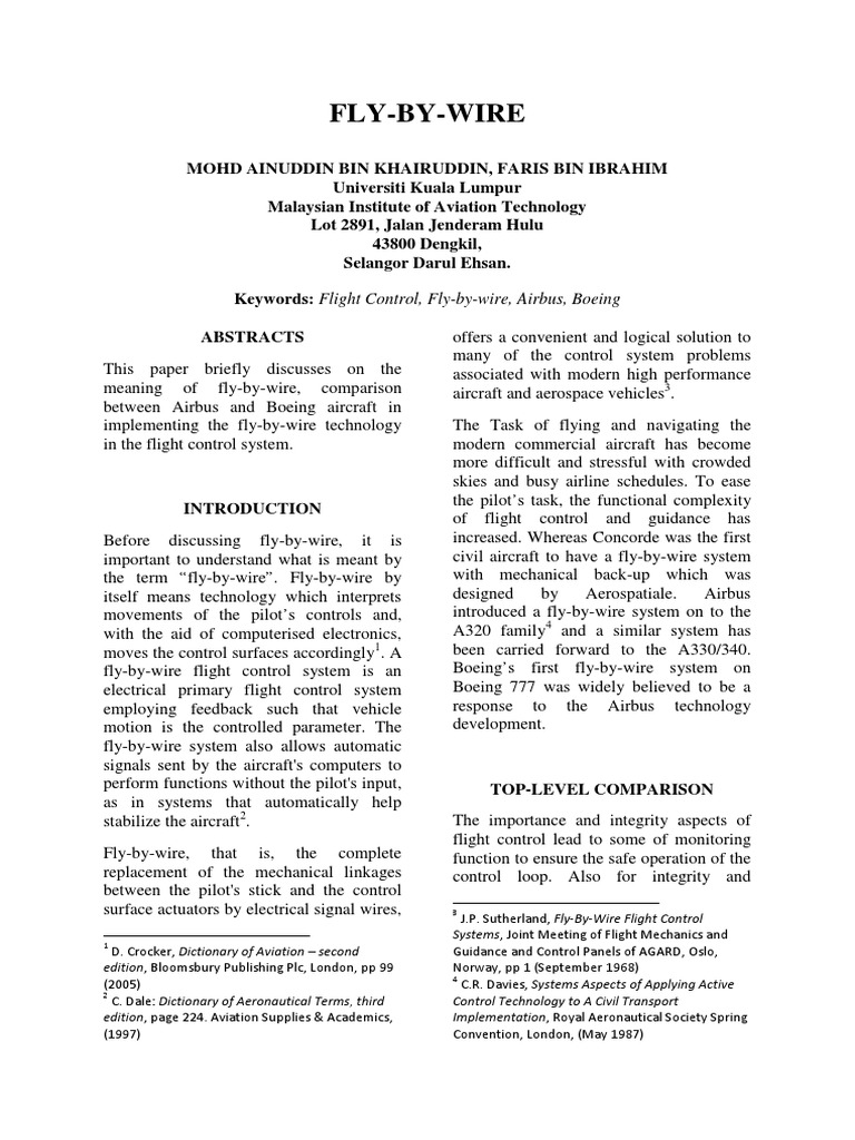 Fly by Wire PDF | PDF | Aircraft Flight Control System | Aviation