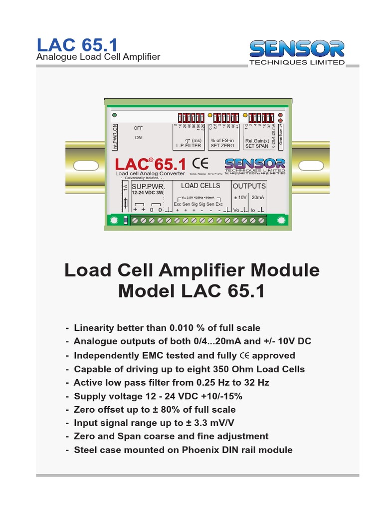 Load Cell Amplifier Module Model LAC 65.1 | PDF | Amplifier ...