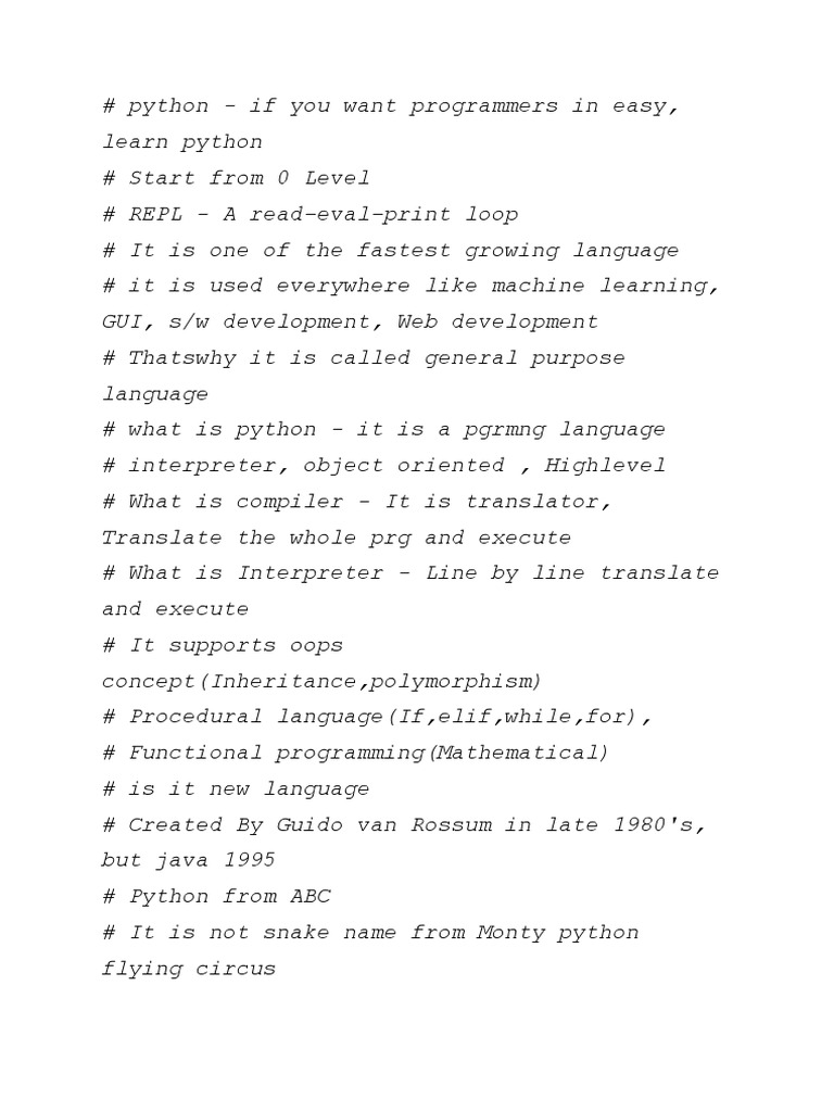 Python Notes Pdf Parameter Computer Programming Constructor