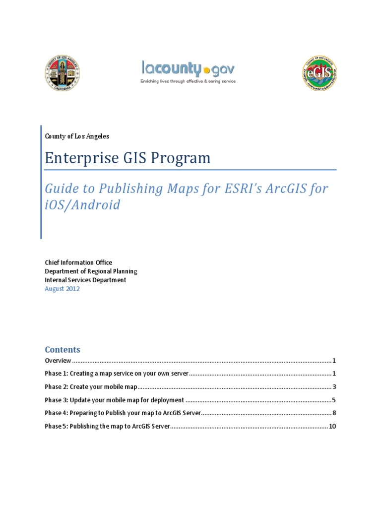 Enterprise Gis Program: Guide To Publishing Maps For Esri'S Arcgis For ...