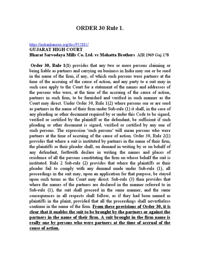 Order 30 Rule 1 | PDF | Pleading | Lawsuit