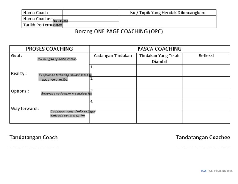 One Page Coaching CTH | PDF