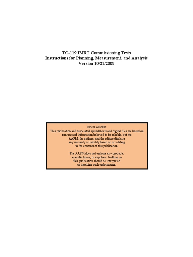 TG-119 IMRT Commissioning Tests | Download Free PDF | Radiation Therapy ...