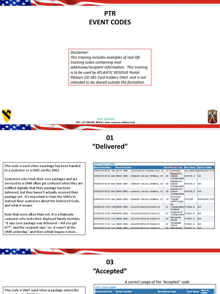 AMPS PTR Event Codes - TRAINING | PDF | United States Postal Service ...